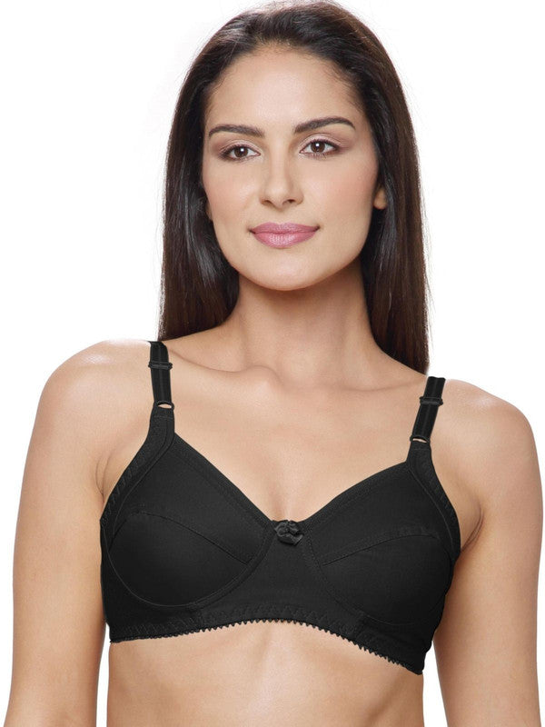Lovable Black Non Padded Non Wired Full Coverage Bra L-2298-BLACK - Lovable India